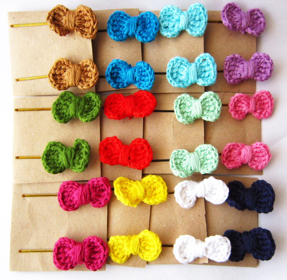 Crochet Bow Bobby Pins, Bow Hair Pin, Cute Hair Accessories For Girls ...