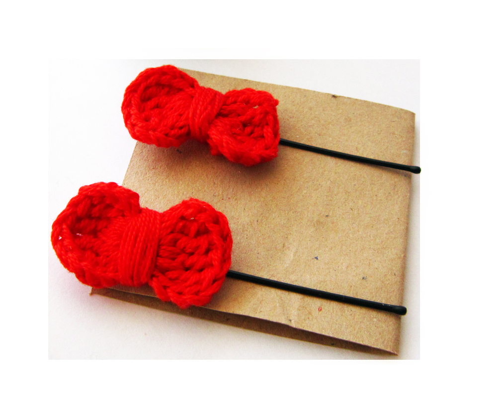 Crochet Bow Bobby Pins, Bow Hair Pin, Cute Hair Accessories For Girls ...